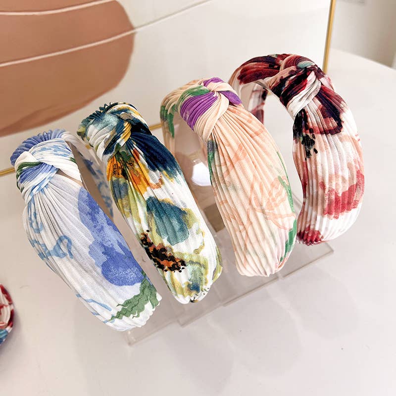 Adorro | Pleated Watercolor Floral Knot Headband Rochester NY Gifts ...