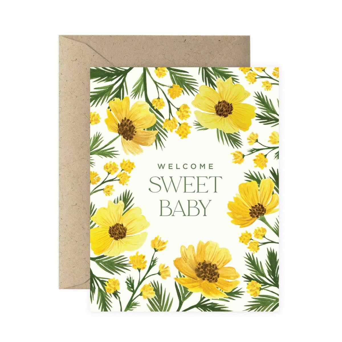 Paper Anchor Co. | Welcome Sweet Baby Wildflower Greeting Card – STACY ...